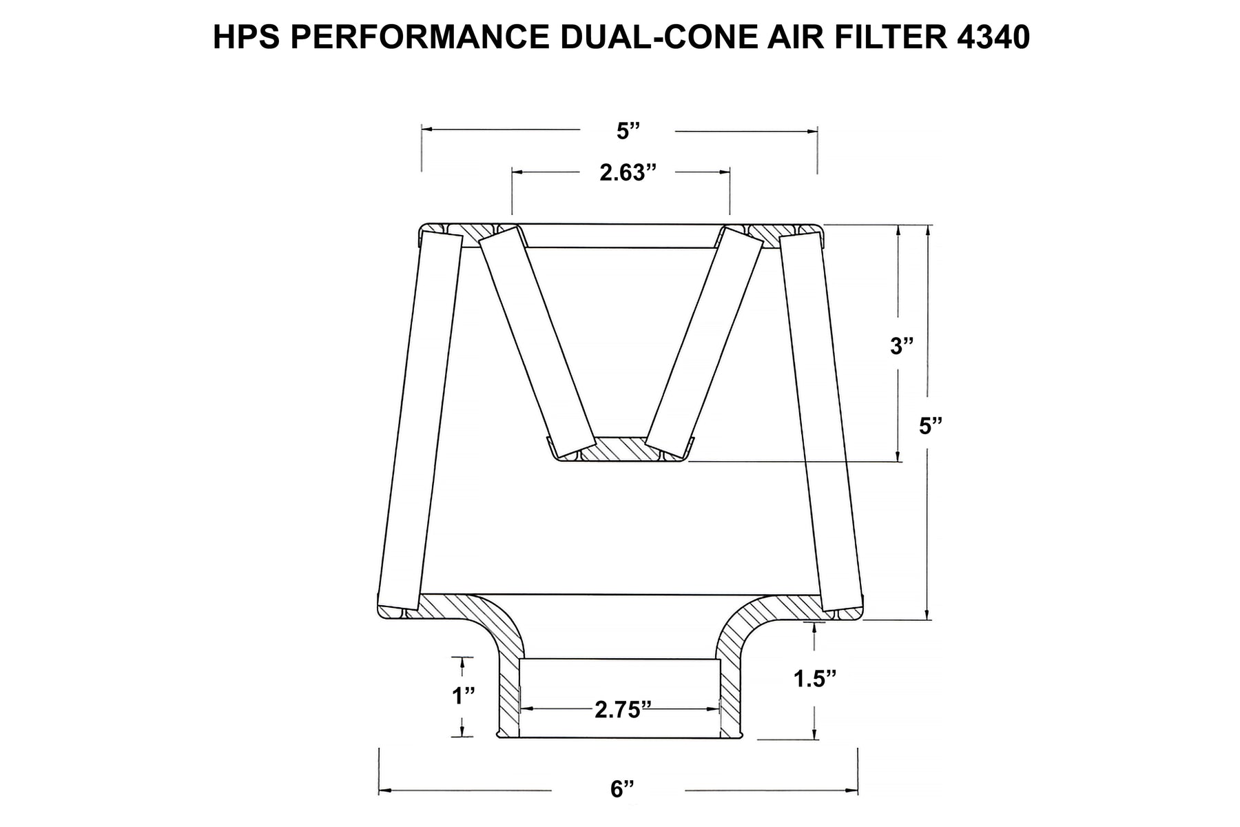 HPS Performance Open Top Dual Cone Air Filter 2.75" shortram cold air ...
